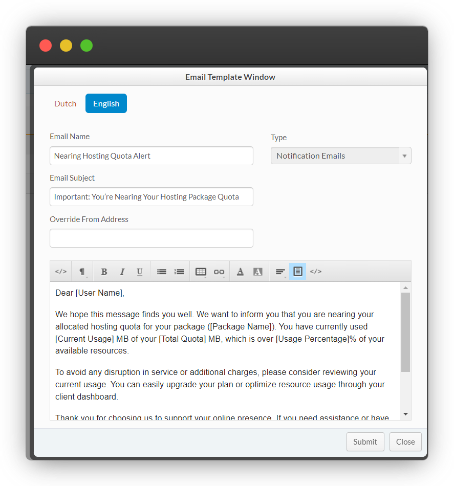 Hosting Quota Notifications Plugin for ClientExec - Plugin Breeze